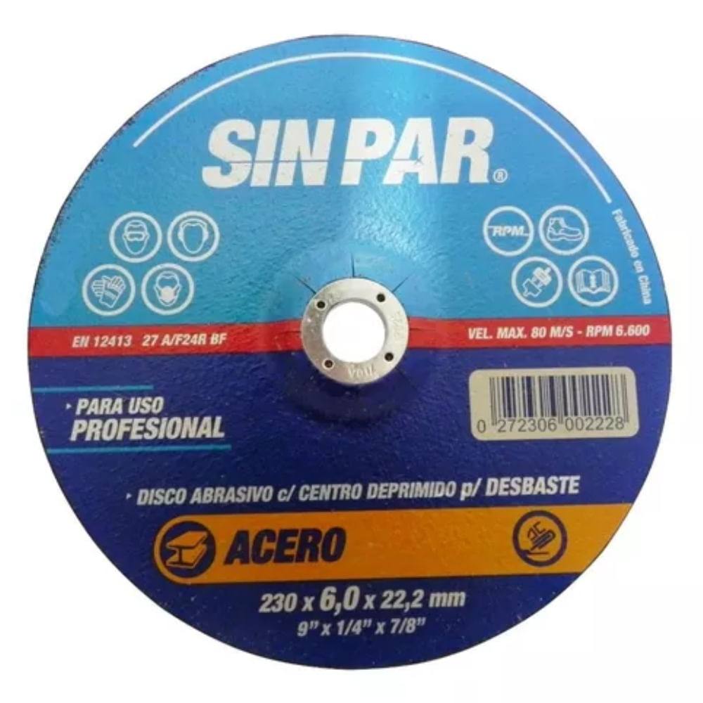 Disco Desbaste Metal Abrasivo Aliafor 230 X 6 Mm (230MSDC6) - Unimax