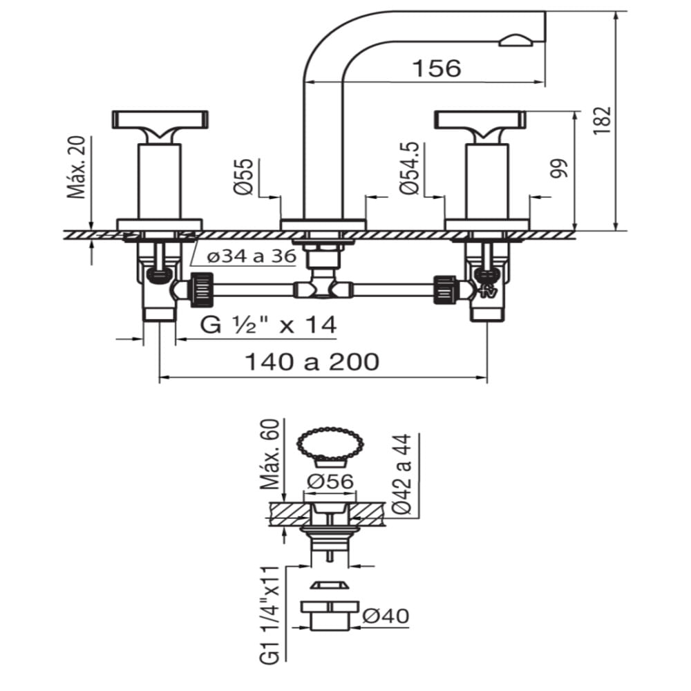 Grifería Fv C3 Triades de Lavatorio Cromo 207/C3 - Unimax