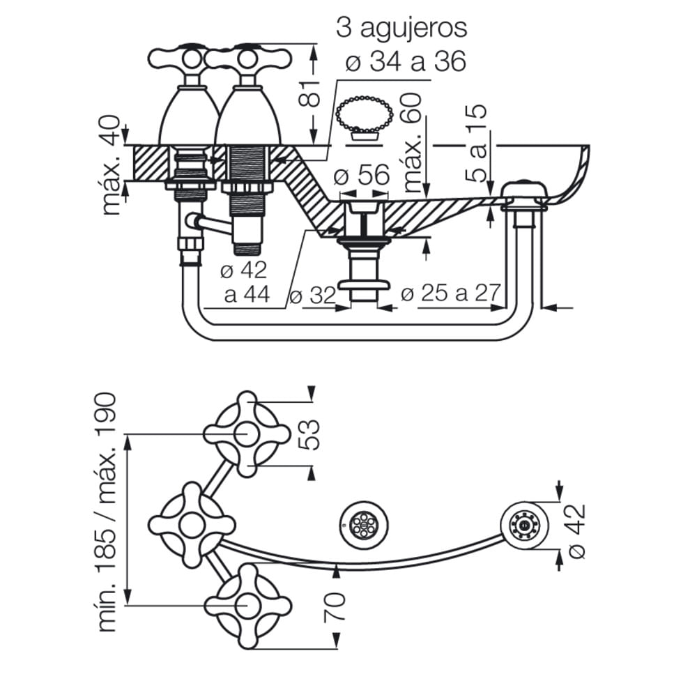 Grifería de Bidet FV Margot Cruz 295/62 cromo - Unimax