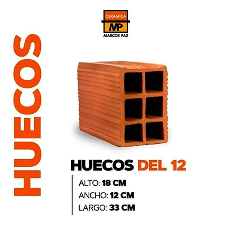 Ladrillo Hueco 12X18X33 Cerámica Marcos Paz